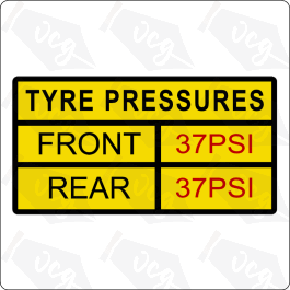 Tyre Pressure Stickers - printed with your own pressures - Vinyl Cut ...